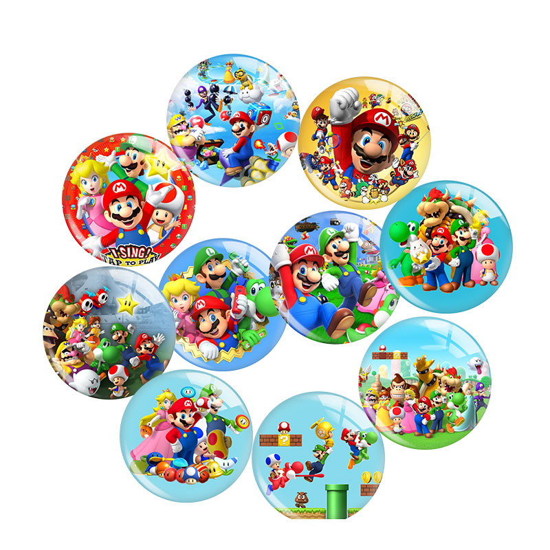 20MM cartoon Super Mario Print Painted metal snap button charms