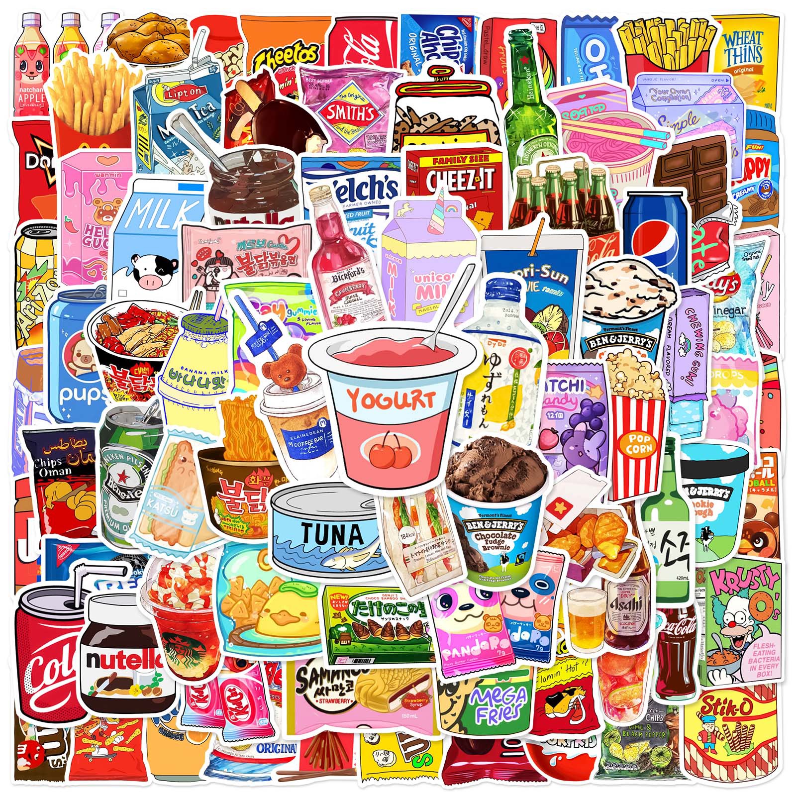 100 Snack Graffiti Stickers Trolley Box Insulation Cup Speaker ...
