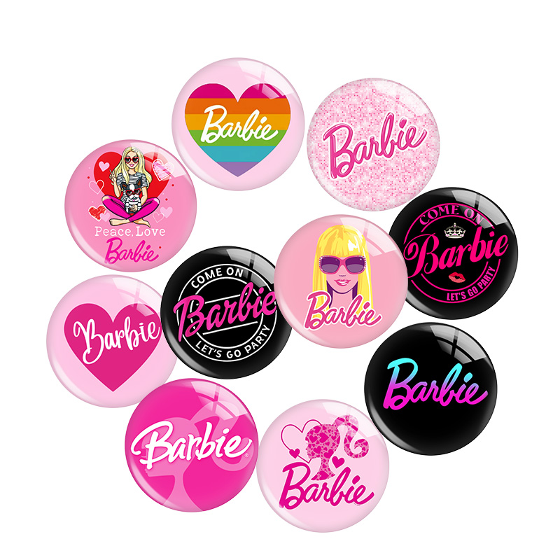 Painted metal 20mm snap buttons Barbie charms