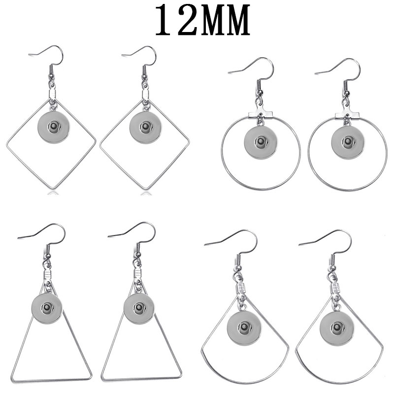 Stainless steel Earrings fit 12MM Snaps button jewelry wholesale