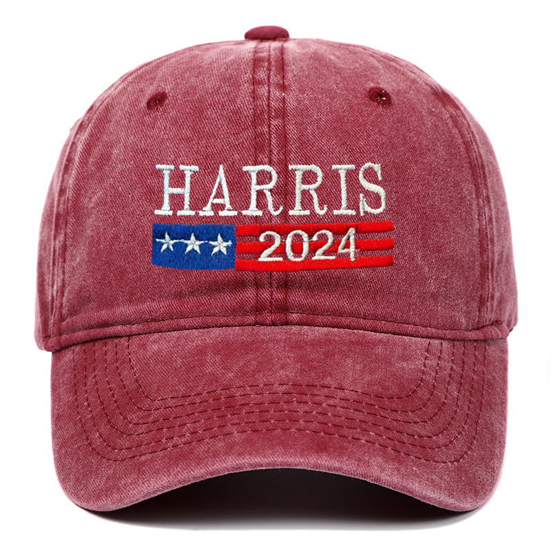 Harris 2024 Embroidered Washed Baseball Hat Kamala Hat Duck Tongue Hat