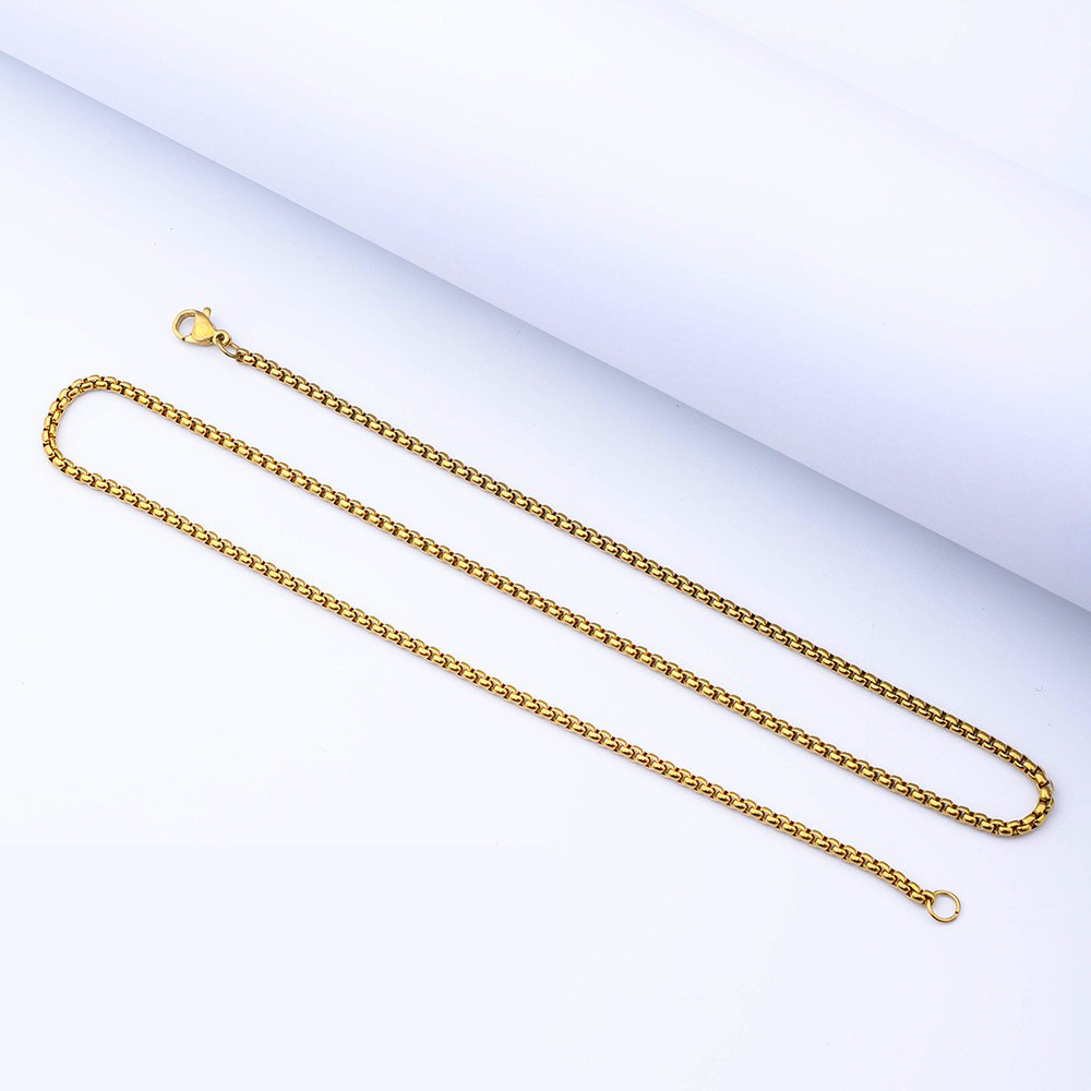 Silvery Stainless steel necklace, square pearl chain, hip-hop titanium ...