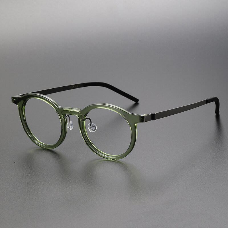 Green Eyeglass Frames LE1037 - Stylish Large Round Look