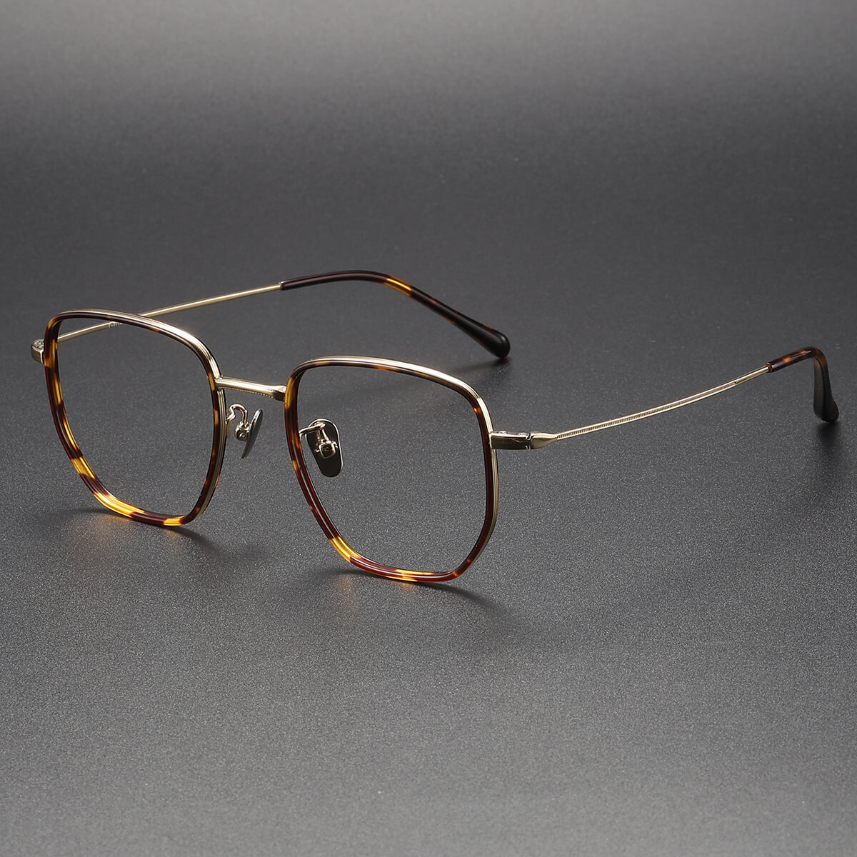 Square Glasses LE1023 - Chic Tortoise Shell Titanium Frames