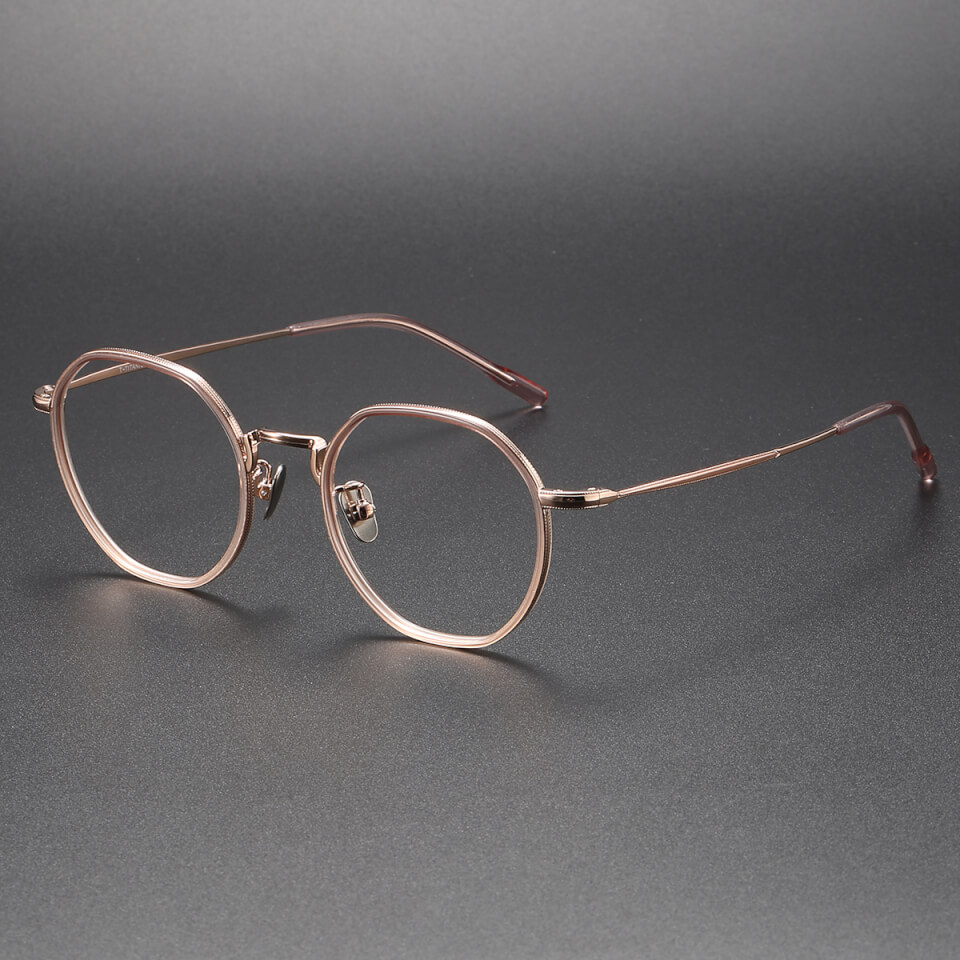 Rose Gold Glasses LE1019 - Chic Round Titanium Eyewear for Women
