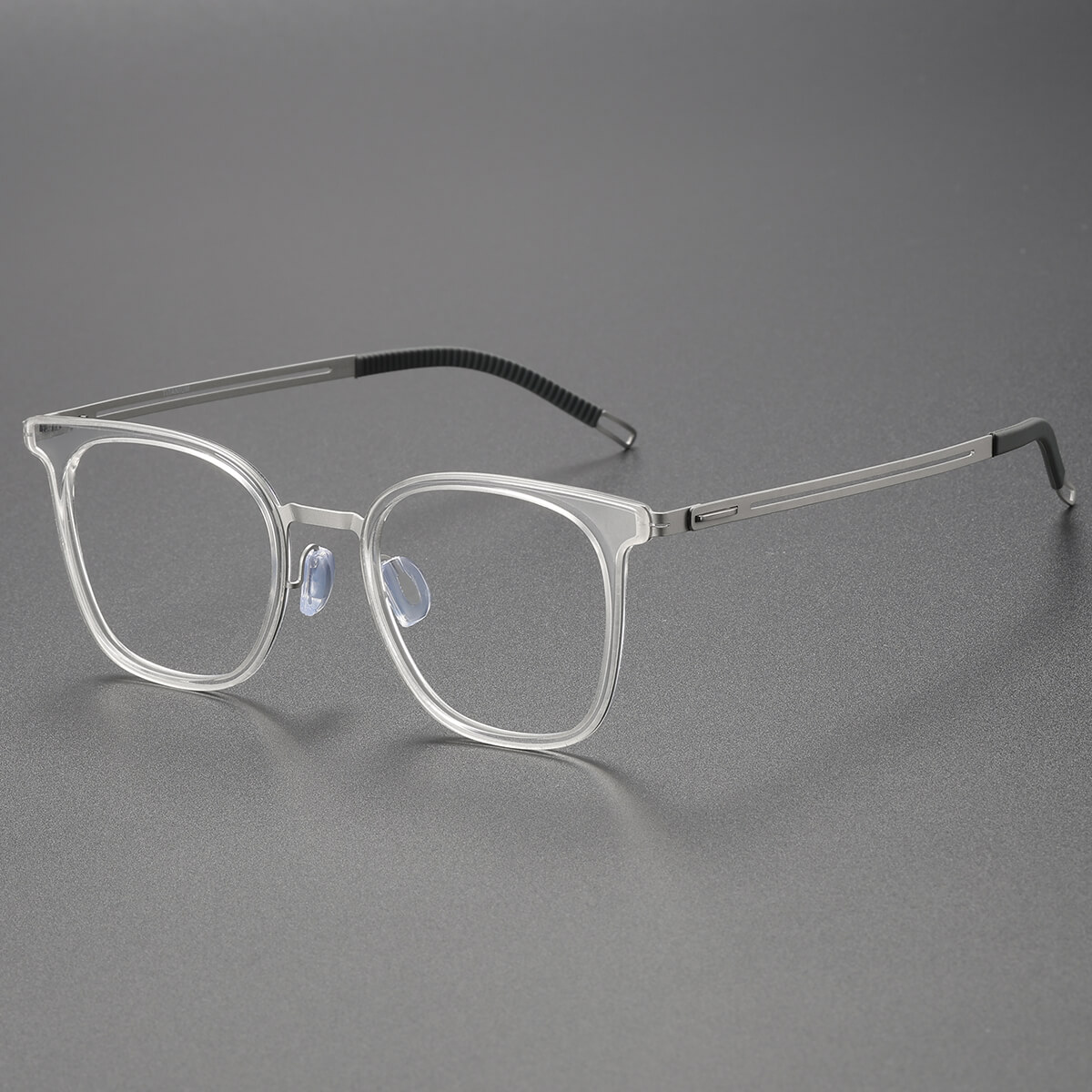 LE0171 Clear Rim Glasses - Lightweight Titanium Square Design