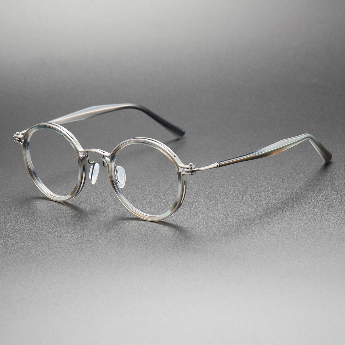 Oversized Round Glasses LE0449 - Floral and Gunmetal Titanium Design