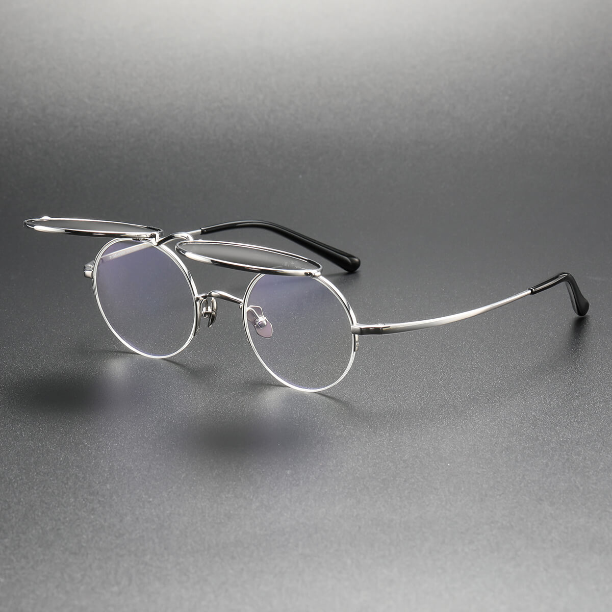 Flip Up Prescription Glasses LE0383 - Silver Round Frame