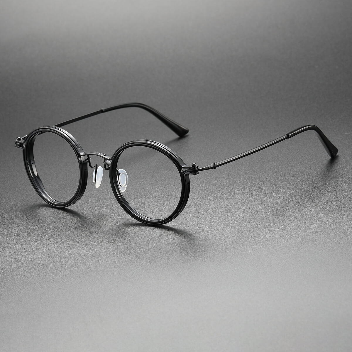 LE1001 Black Titanium Round Glasses - Stylish & Durable