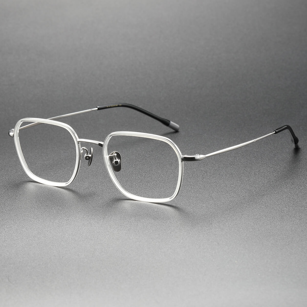 LE0189 Clear & Silver Frame Glasses - Chic Geometric Design | Olet Optical