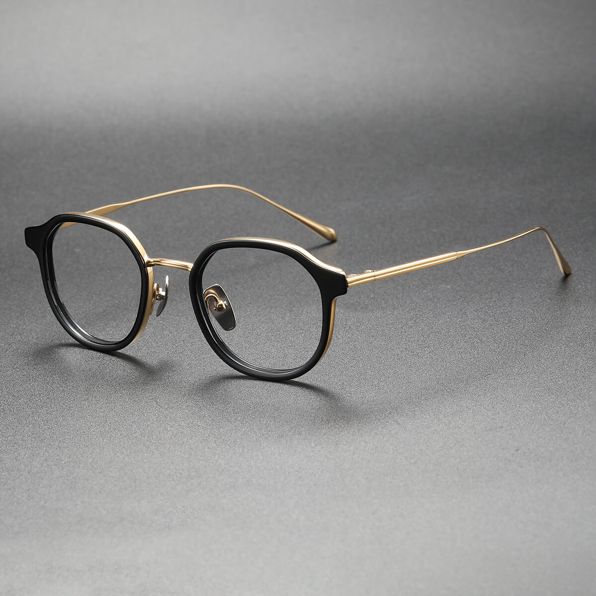 Black Frame Glasses Mens LE0490 - Gold Titanium Accents