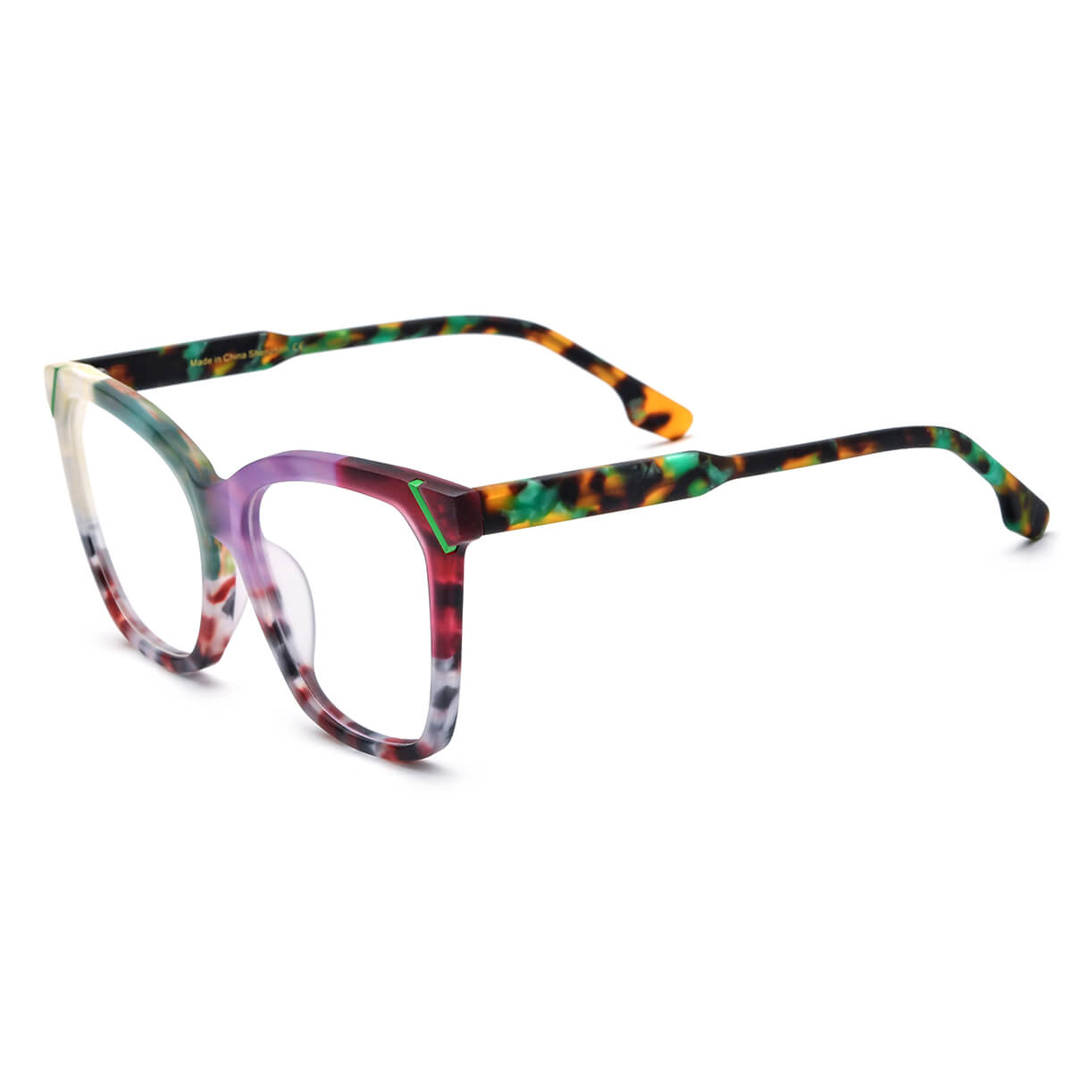 Colored Glasses Frames LE3022 - Frosted Green & Purple Acetate
