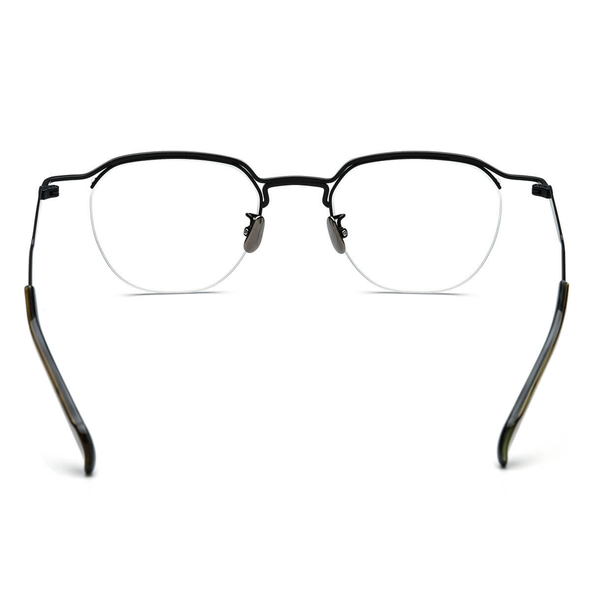 Large Glasses Frames Le3016 Black Titanium Half Rim Glasses