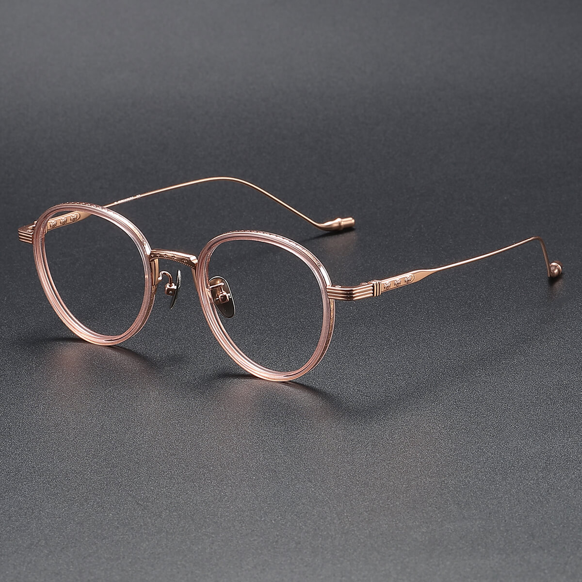 US$ 48.24 - Round Titanium Glasses LE1117_Clear Pink & Rose Gold - www ...