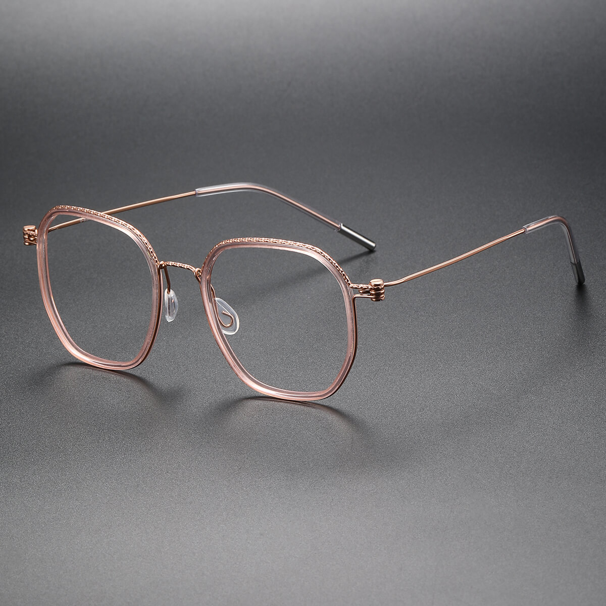 US$ 42.65 - Geometric Titanium Glasses LE1307_Clear Pink & Rose Gold ...