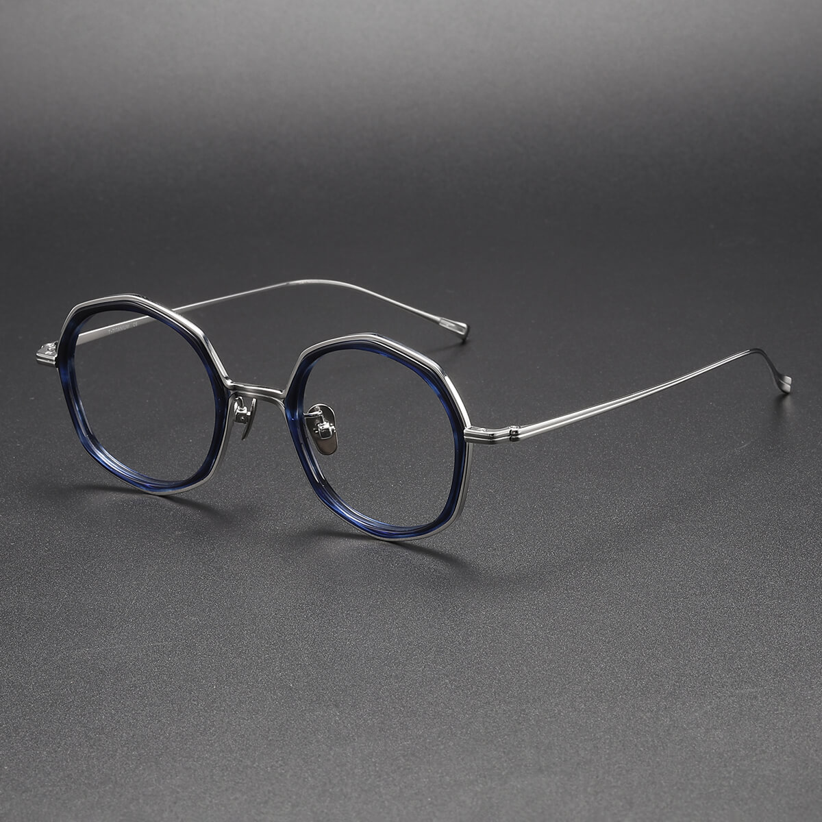 US$ 46.15 - Geometric Titanium Glasses LE1255_Blue Tortoise & Silver ...