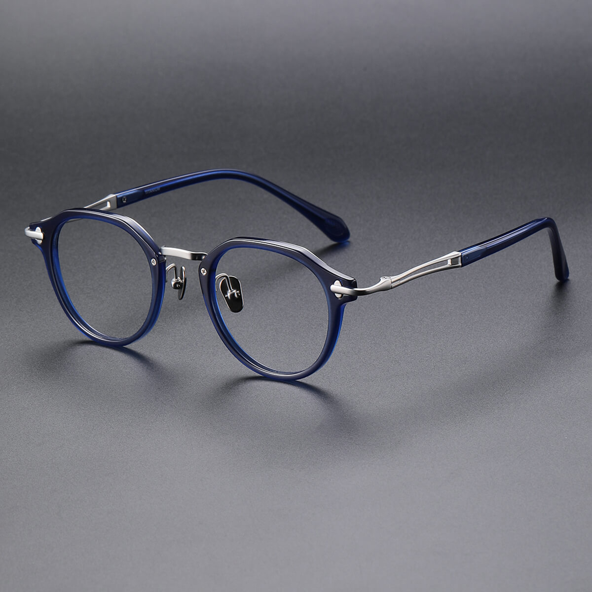 US$ 47.40 - Acetate & Titanium Eyeglasses LE1040_Clear Blue - Silver ...