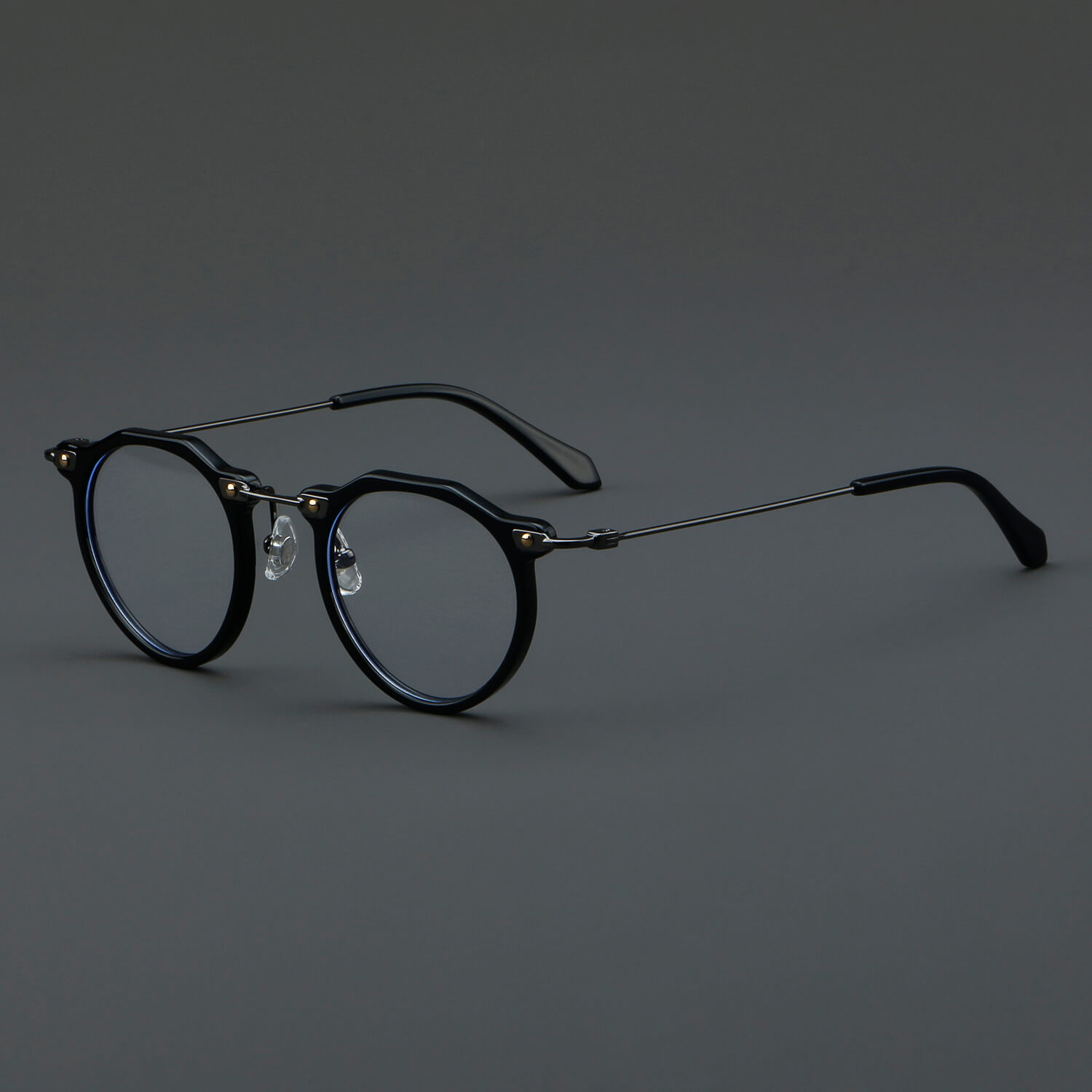 US$ 40.44 - Round Acetate & Titanium Glasses LE7044_Black - www ...