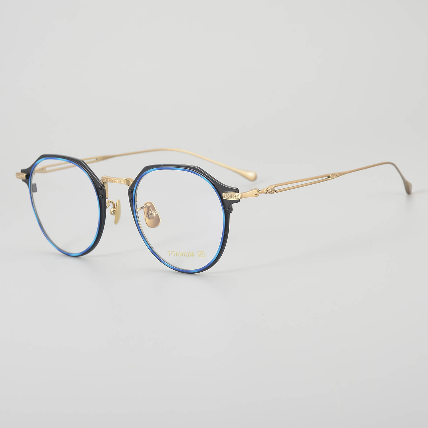 US$ 48.24 - Round Titanium Glasses LE5174_Blue - Gold - www.oletoptical.com