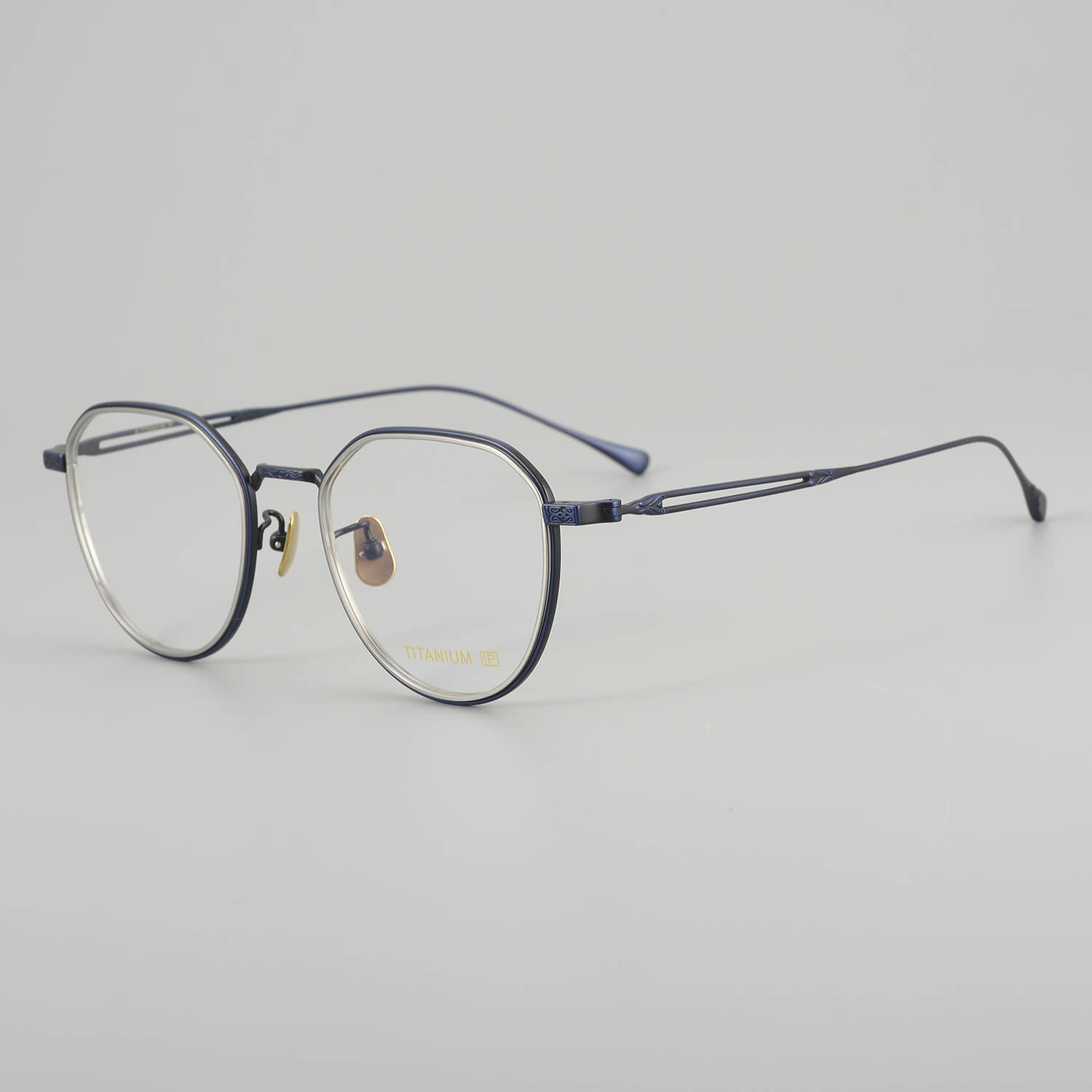 US$ 48.24 - Geometric Titanium Glasses LE5044_Silver - Blue - www ...