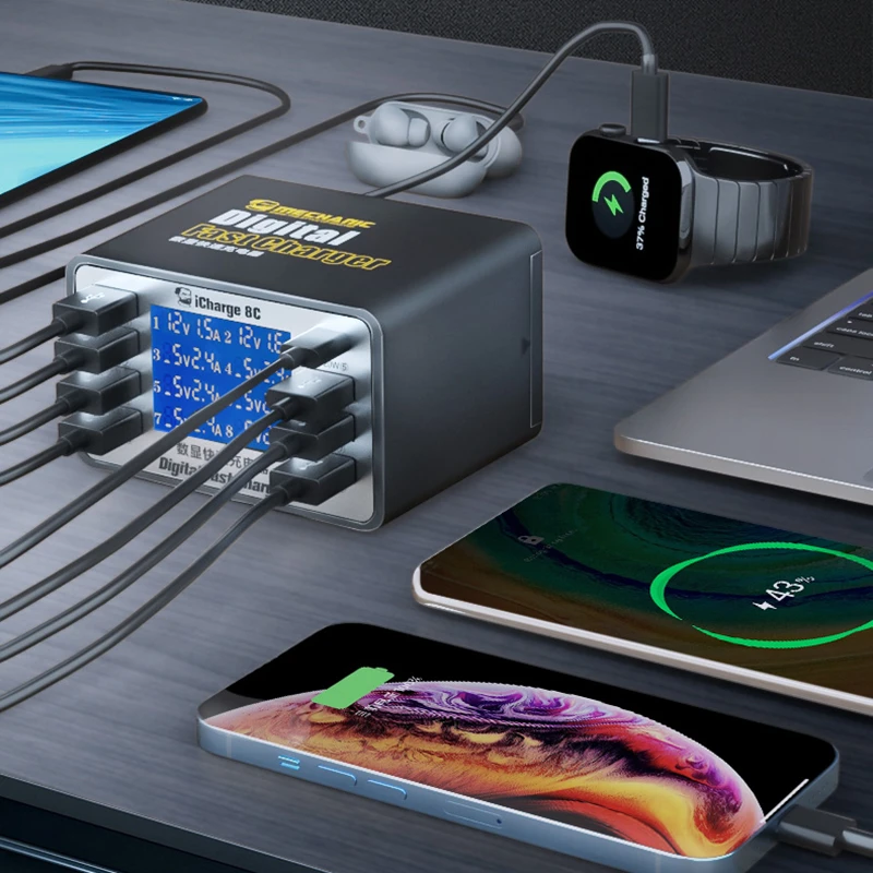 US$ 12.41 - Mechanic iCharge 8A/8C 8 port charger 45W/50W LED Digital ...