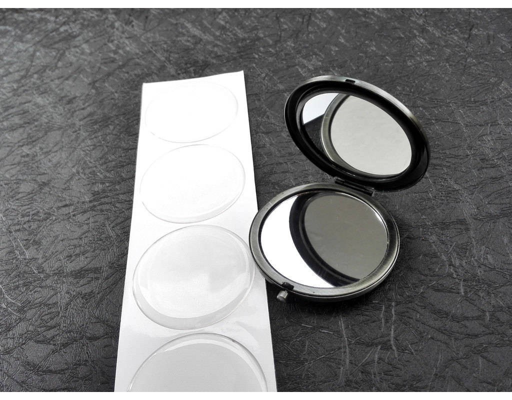 Wholesale 70mm Round Blank Pocket Mirror With 58mm Epoxy Stickers