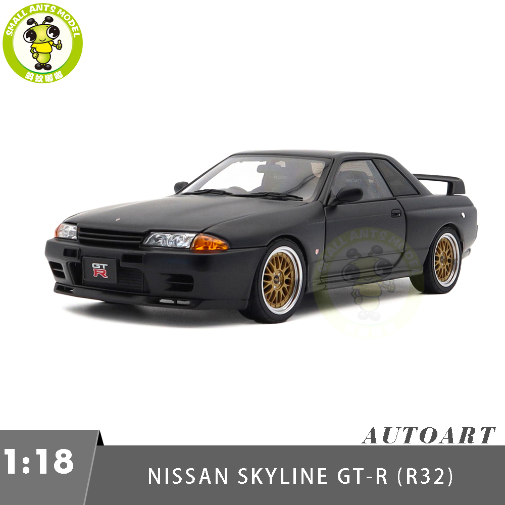 1/18 Nissan Skyline GT-R（R32）V-SPEC II Tuned Version Autoart 77418 Matt Black Diecast Model Car ...
