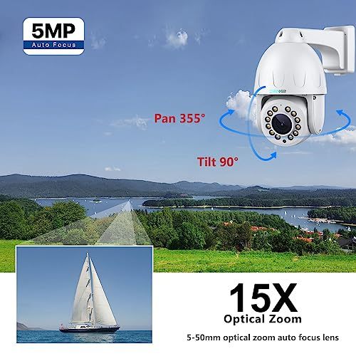 SV3C POE PTZ Security Camera Outdoor 15X Optical Zoom 5MP Auto Tracking ...
