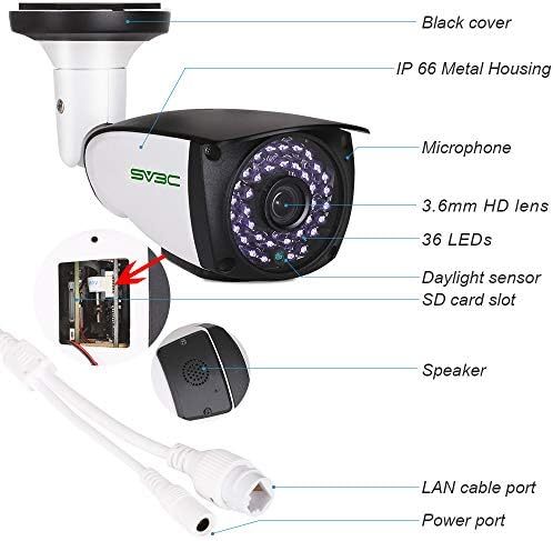 SV3C 5MP POE IP Camera, 5 Megapixels Security Camera Outdoor with 2-Way ...