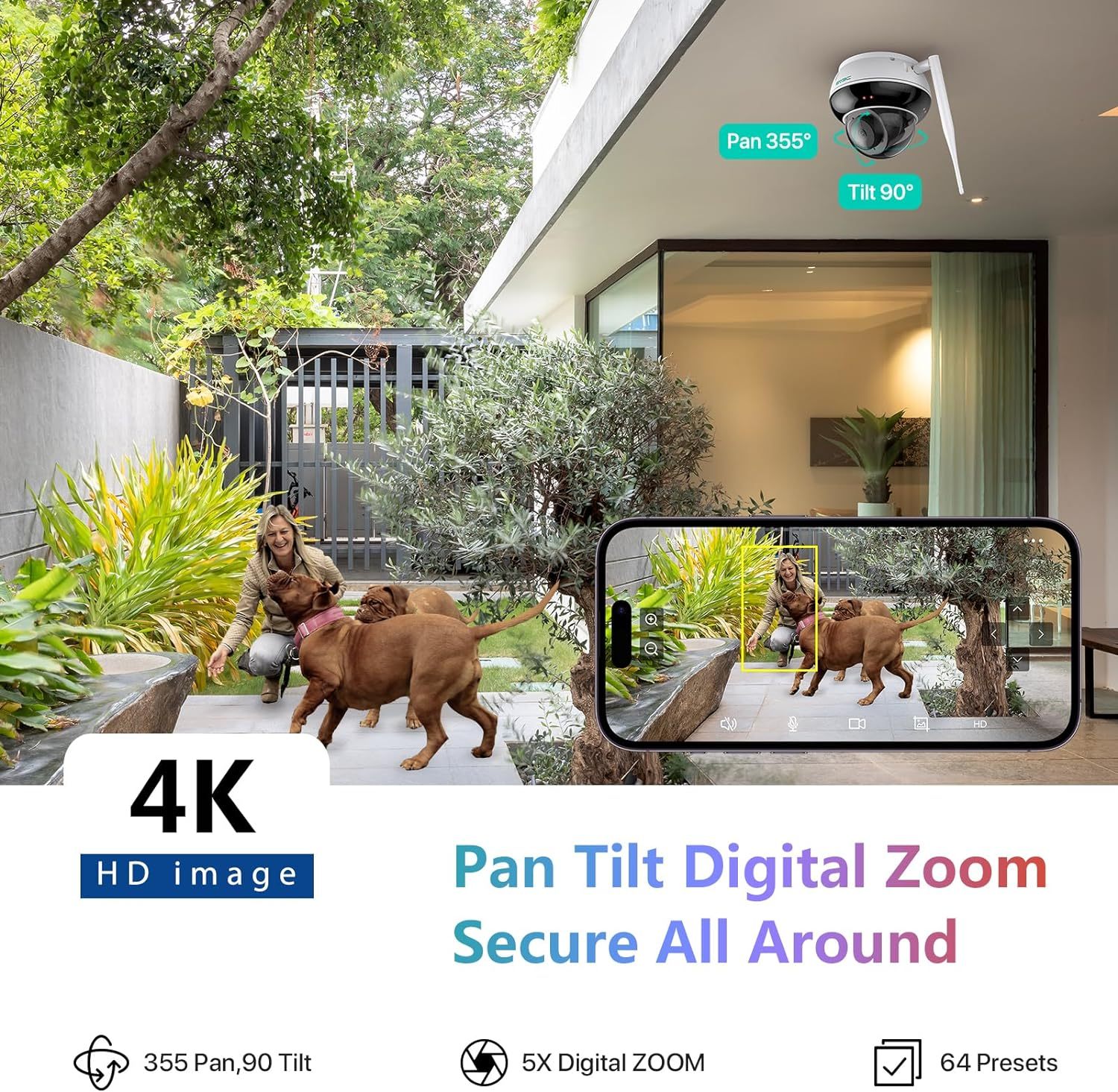 US$ 119.99 - SV3C 5MP/4K PTZ WiFi Security Camera Outdoor, 5MP/8MP ...