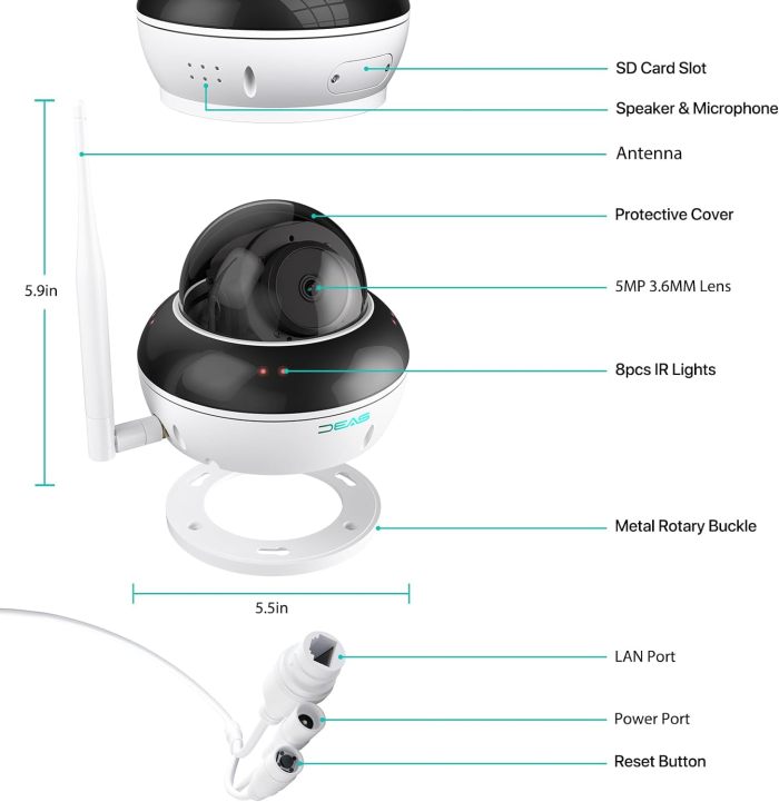 US$ 119.99 - SV3C 5MP/4K PTZ WiFi Security Camera Outdoor, 5MP/8MP ...