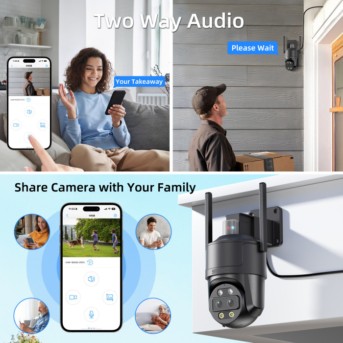 US$ 139.99 - SV3C 4K Dual Lens PTZ WiFi Security Camera Outdoor, Dual Band Auto Tracking ONVIF ...
