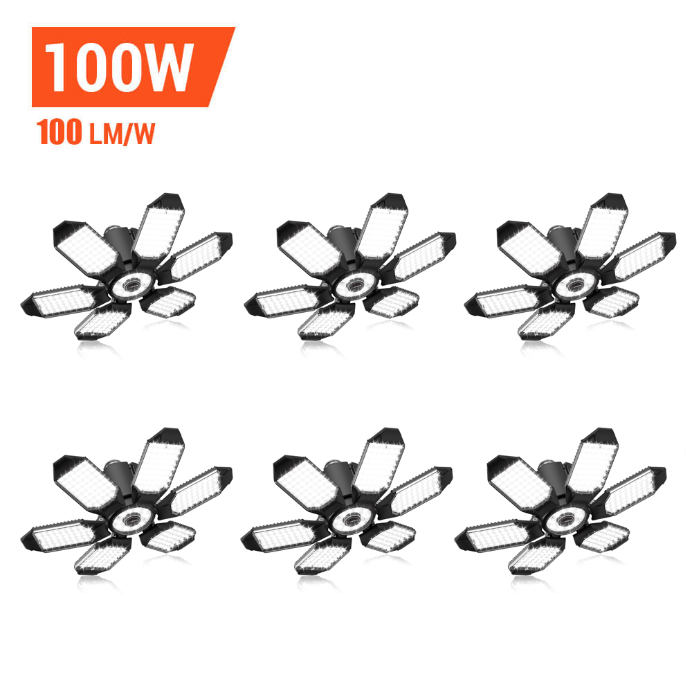 6-Pack Adiding LED Garage Lights,100 Watt,10000 Lumen 6500K Daylight ...