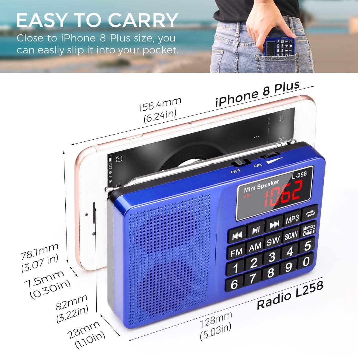 PRUNUS L-258 LCJ Portable FM AM Shortwave Digital Mini Radio and Pocket ...