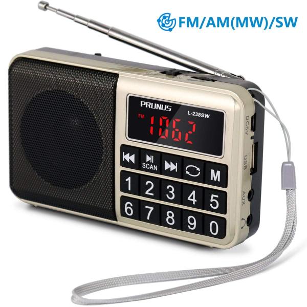 PRUNUS L-238 Portable Radio SW/FM/AM(MW)/MP3/USB/SD/TF Rechargeable ...