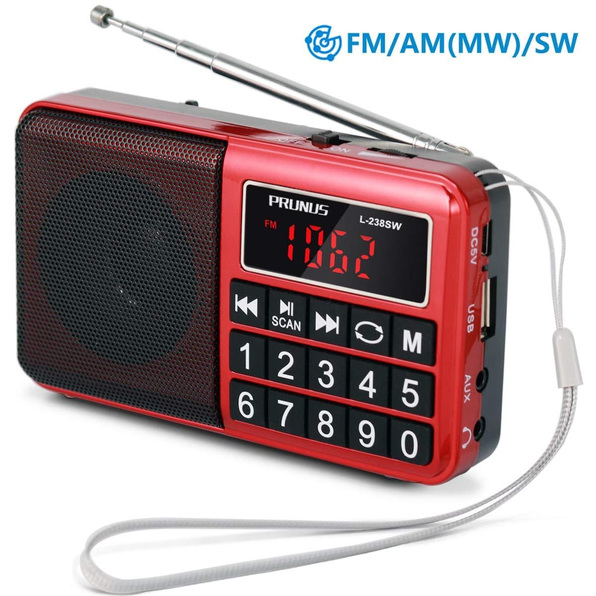 PRUNUS L-238 Portable Radio SW/FM/AM(MW)/MP3/USB/SD/TF Rechargeable ...