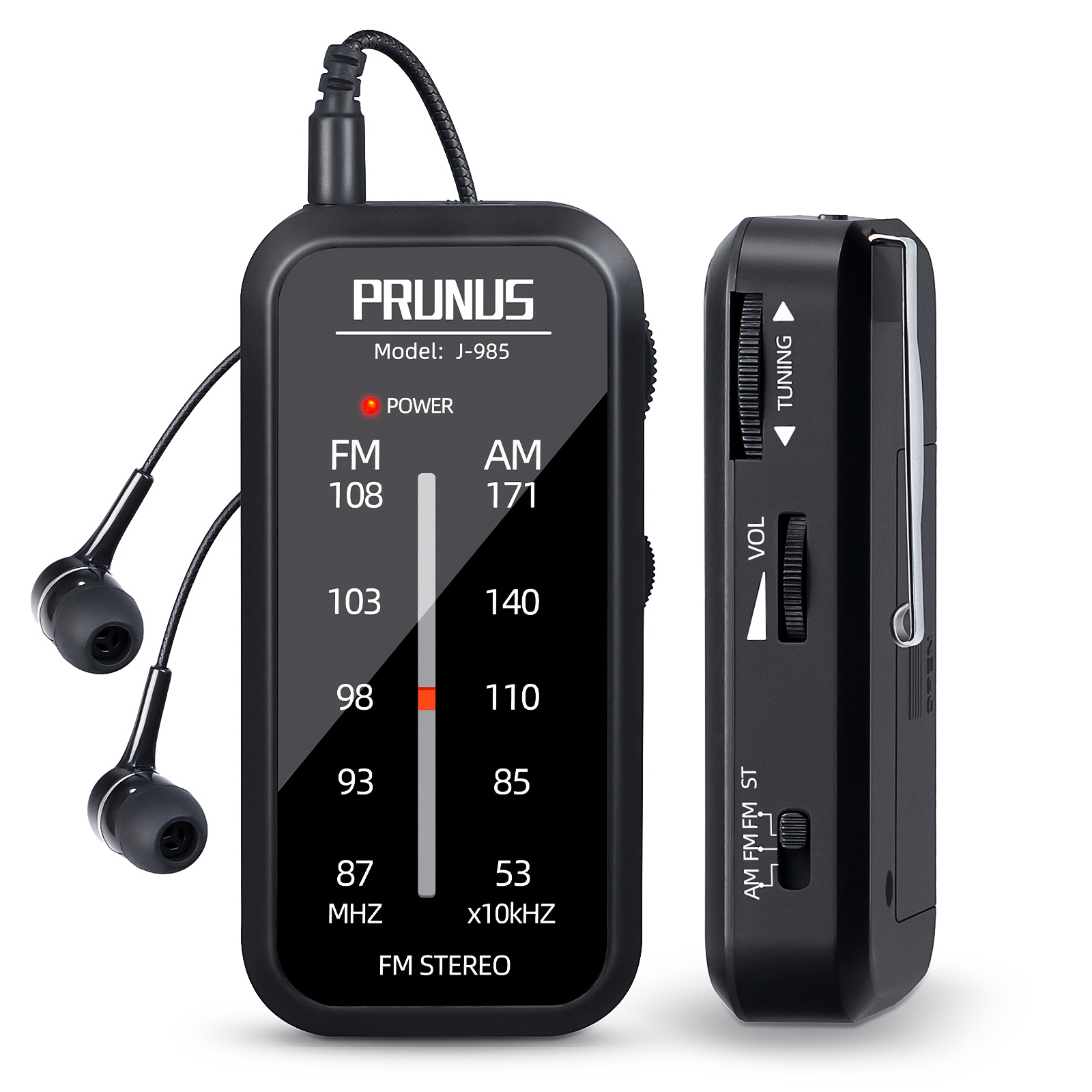 PRUNUS J-985 Pocket Radio Portable, AM FM Small Radio with Headphones ...