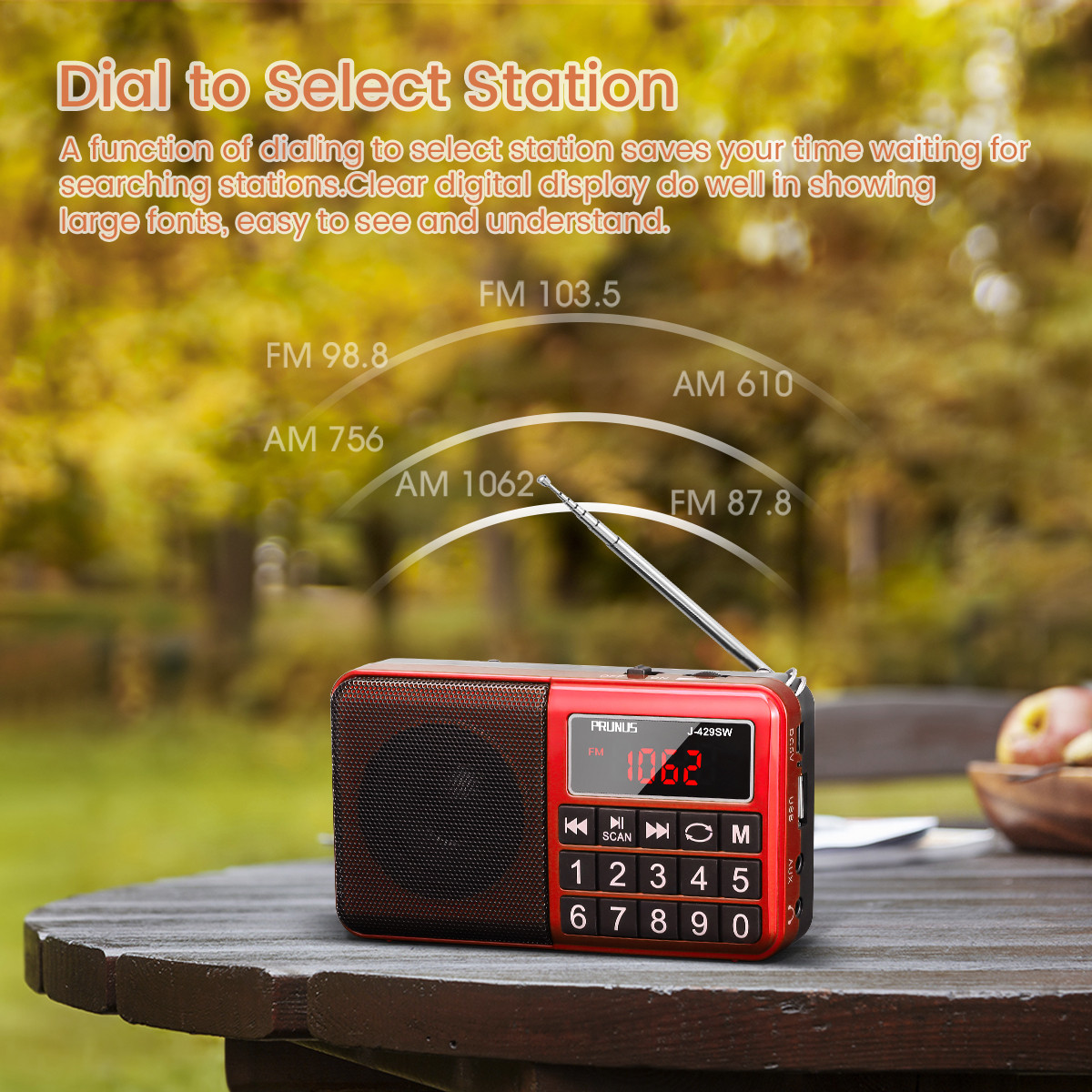 PRUNUS J-429SW Portable Radios Small AM/FM/SW, Rechargeable Radio with ...