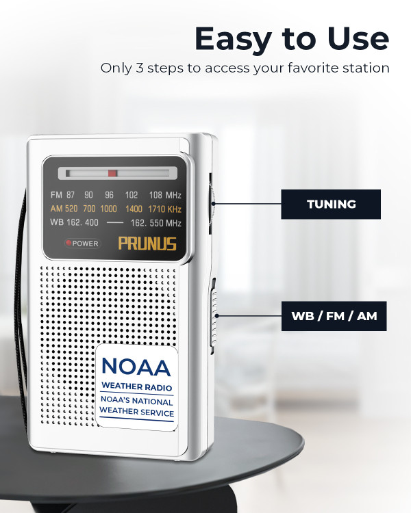 NOAA Weather Radio, AM FM Radio Battery Operated by 2 AA Transistor ...