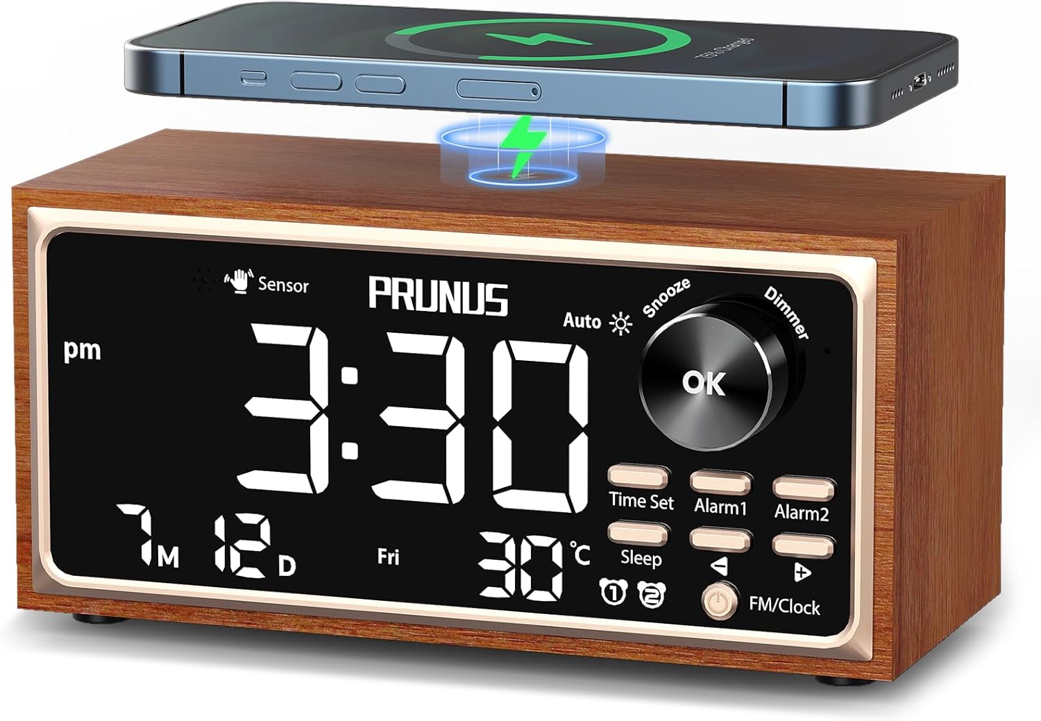 PRUNUS J-177 Retro Vintage Alarm Clock Radio with Fast Wireless ...