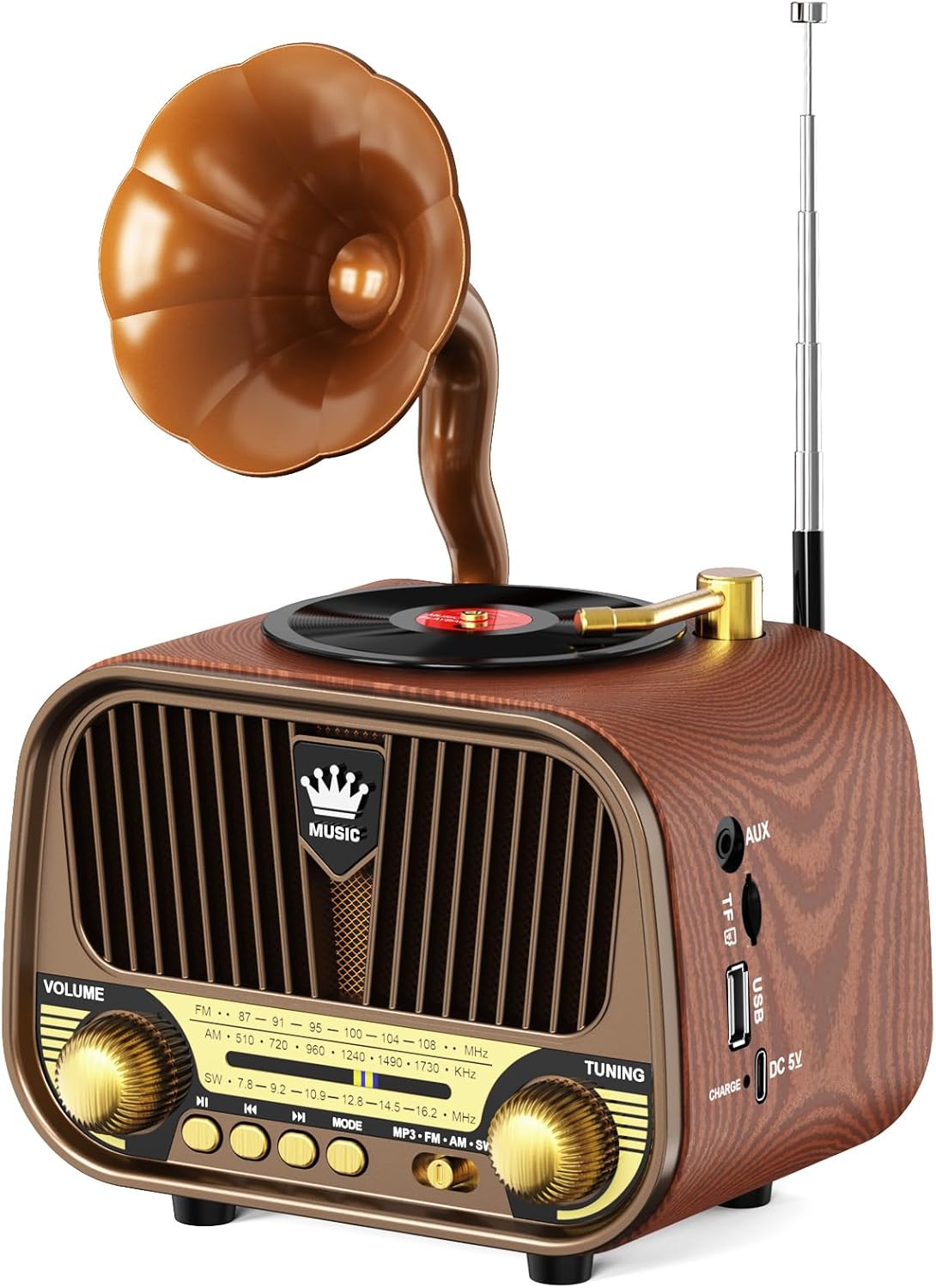 PRUNUS J-190 Portable Radio AM FM SW Bluetooth, Retro Radios Vintage ...