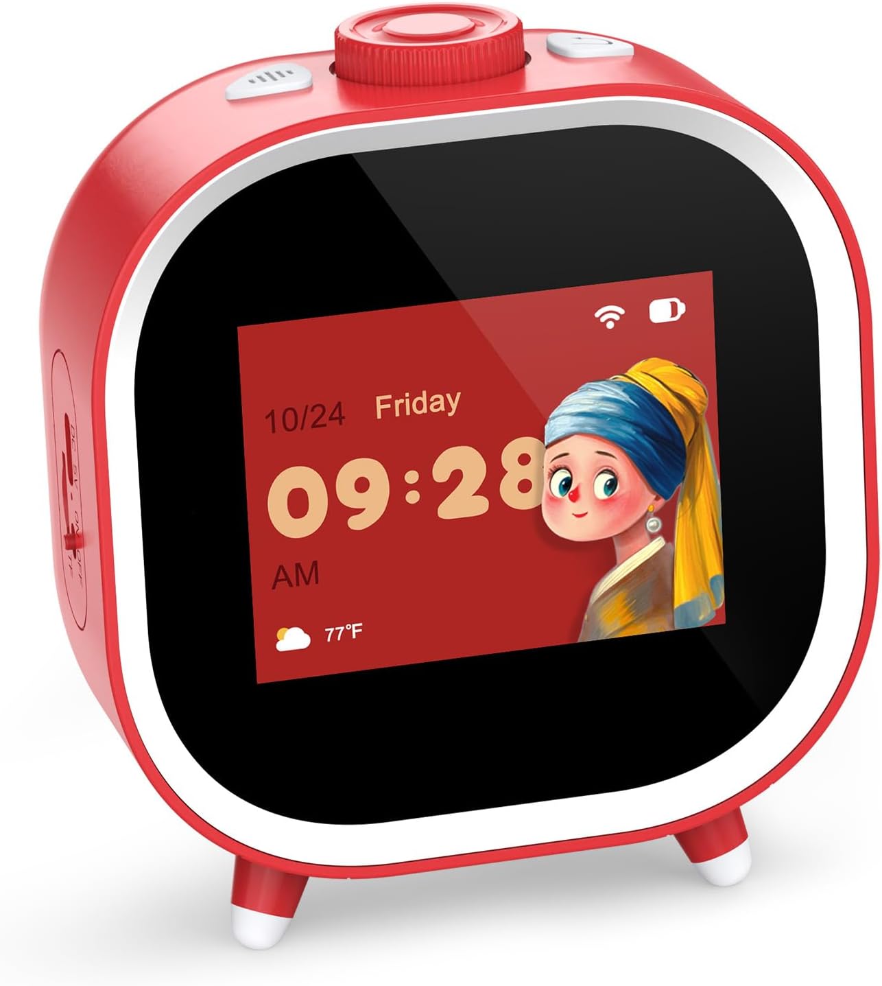 PRUNUS T05 AI Voice Assistant Alarm Clock for Kids, Red Alarm Clock ...