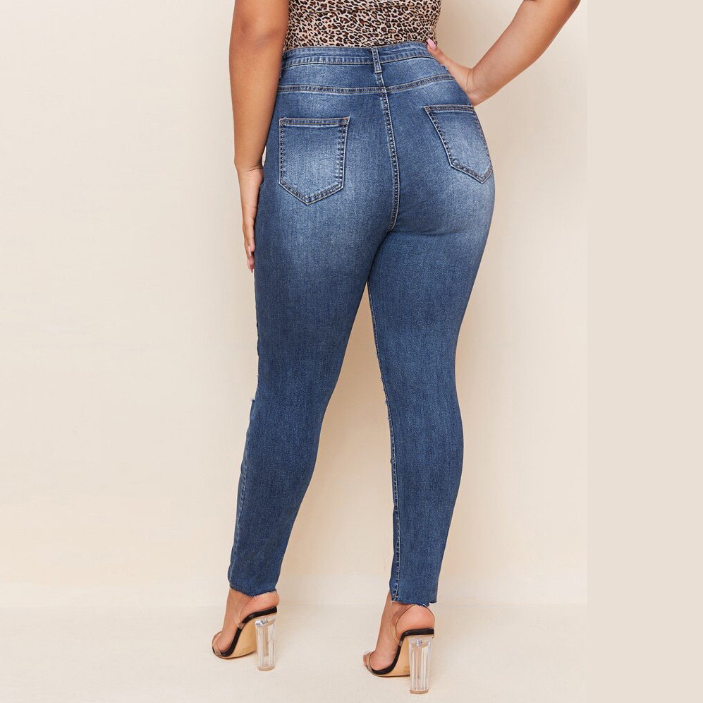 Dear Fashion Plus Size 5xl Denim Ripped Hole Skinny Jeans Hsf 2386