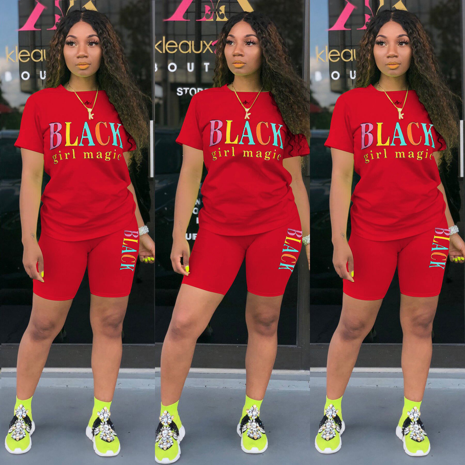 Dear Fashion Letter Print T Shirt And Shorts 2 Piece Sets SHA 86223 dear-fashion-letter-print-t-shirt-and-shorts-2-piece-sets-sha-86223