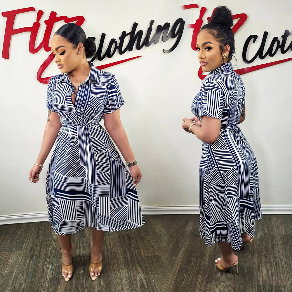 Dear-Fashion | Wholesale Fashion Casual Printed Midi Dress BDF-7028 ...