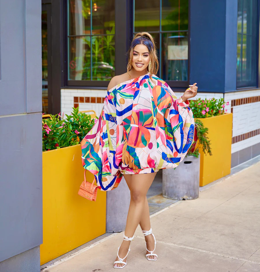 Dear-Fashion | Fashion One Shoulder Loose Print Mini Dress NK-8626 with ...