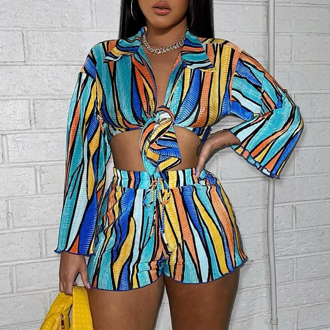 EVE | Wholesale EVE Multi-Colorful Print Shirt And Short 2 Piece Set ...
