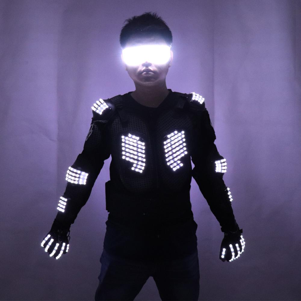 New Arrival Fashion LED Armor Light Up Jackets Costume Glove Glasses ...