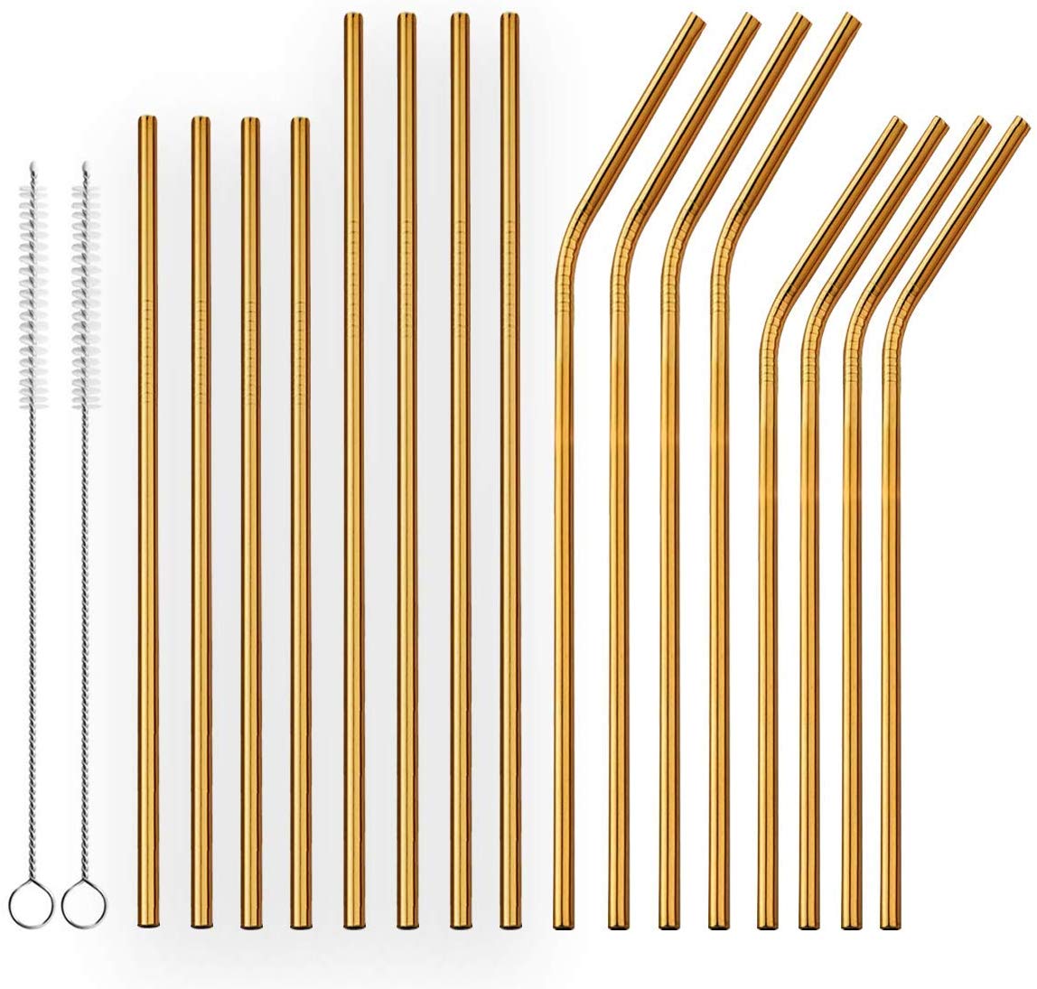 US$ 10.99 - Reusable Golden Drinking Straws Straight and Bent Metal ...