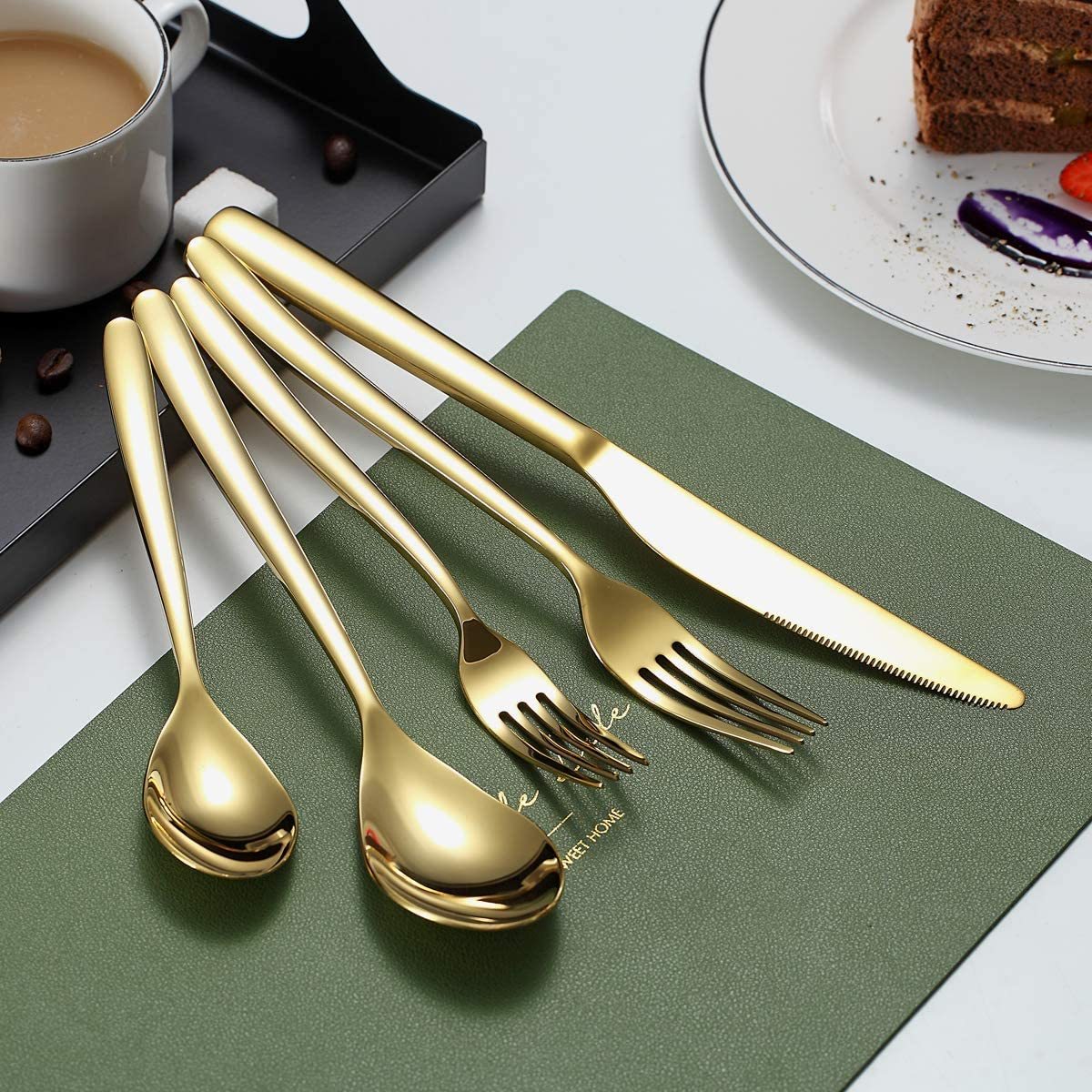 US$ 39.99 - Gold Silverware Set 20 Pieces,Service for 4 (Shiny Golden ...